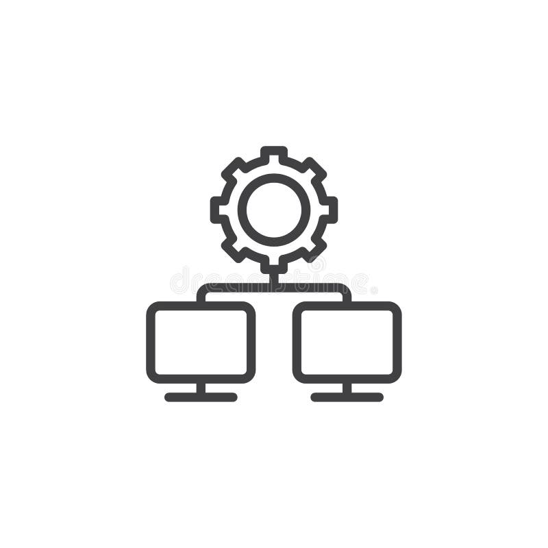 Computer Connection Configuration Line Icon Stock Vector - Illustration ...