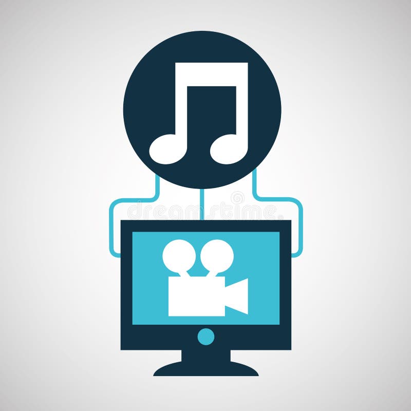 Computer Connection Film Music Concept Stock Vector - Illustration of ...
