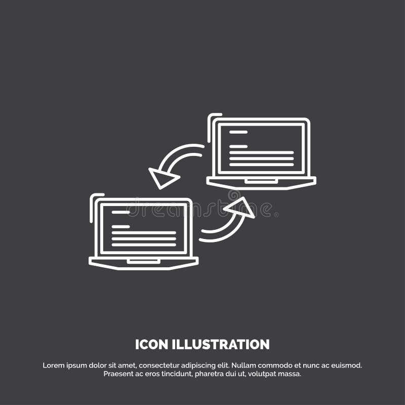 Computer, Connection, Link, Network, Sync Icon. Line Vector Symbol for UI and UX, Website or ...