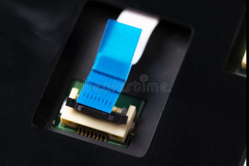 Computer Connector and Cable on the Processor Electronic Board Stock ...