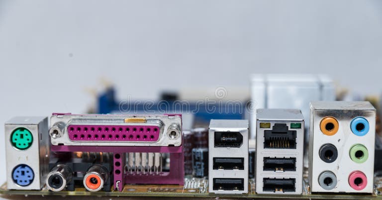 Computer Connectors - Interfaces Motherboard Stock Image - Image of ...