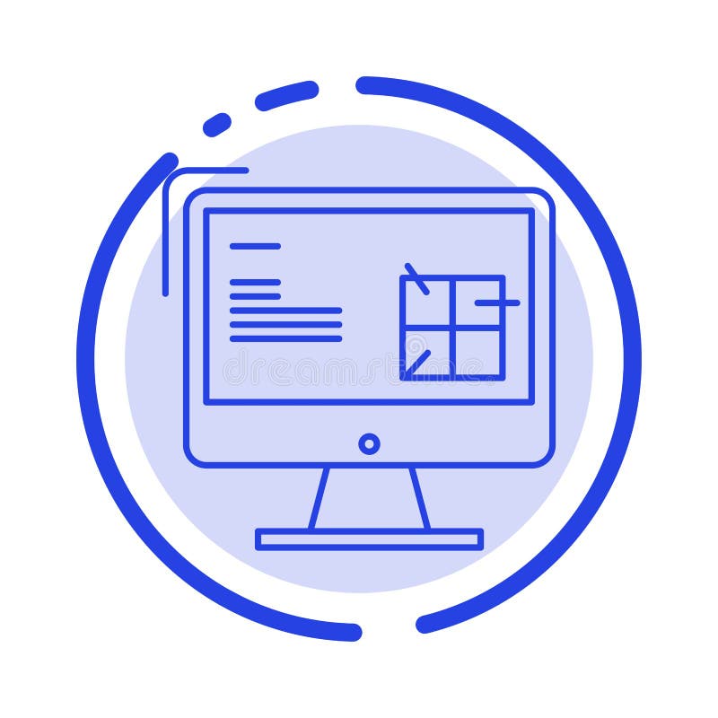 Computer, Construction, Repair, Lcd, Design Blue Dotted Line Line Icon ...