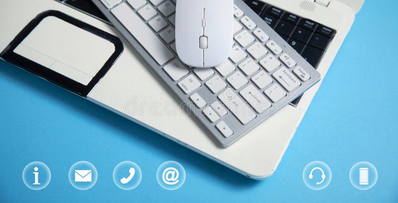 Computer with a Contact Symbols. Internet. Communication Stock Photo ...