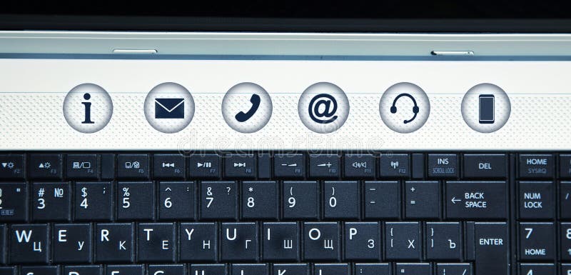 Computer with a Contact Symbols. Internet. Communication Stock Image ...