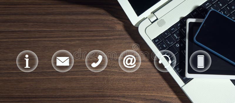 Computer with a Contact Symbols. Internet. Communication Stock Image ...