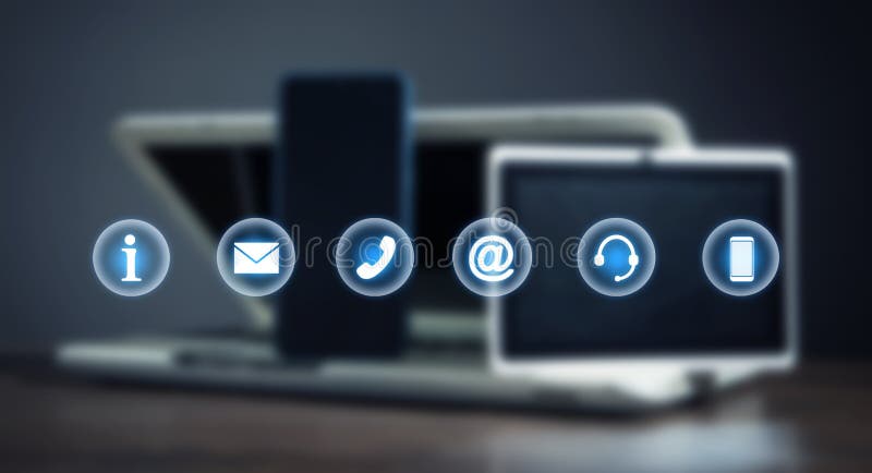Computer with a Contact Symbols. Internet. Communication Stock Image ...