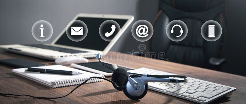 Computer with a Contact Symbols. Internet. Communication Stock Photo ...