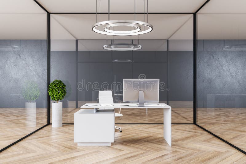 Computer in Contemporary Office Interior Stock Illustration ...