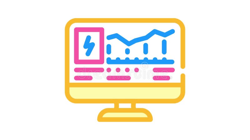 Computer Control of Electricity Consumption Line Icon Animation Stock ...
