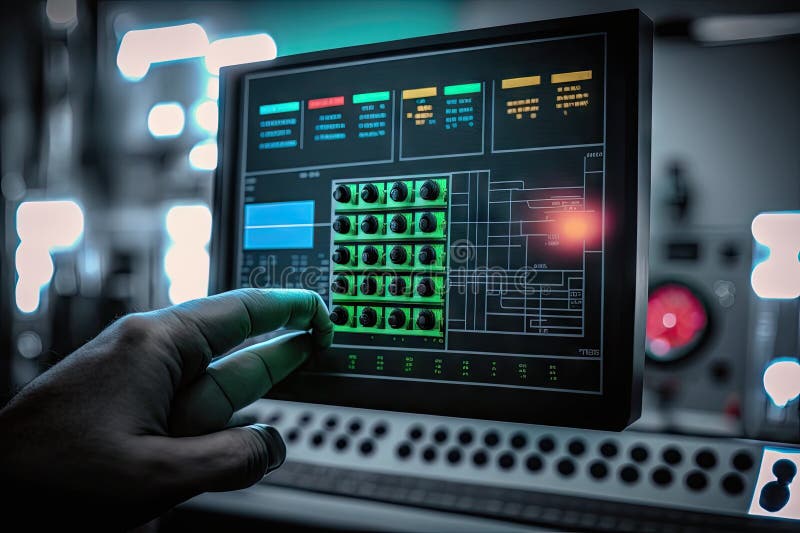 Computer Controller Working with High-tech Visualizer in Factory ...