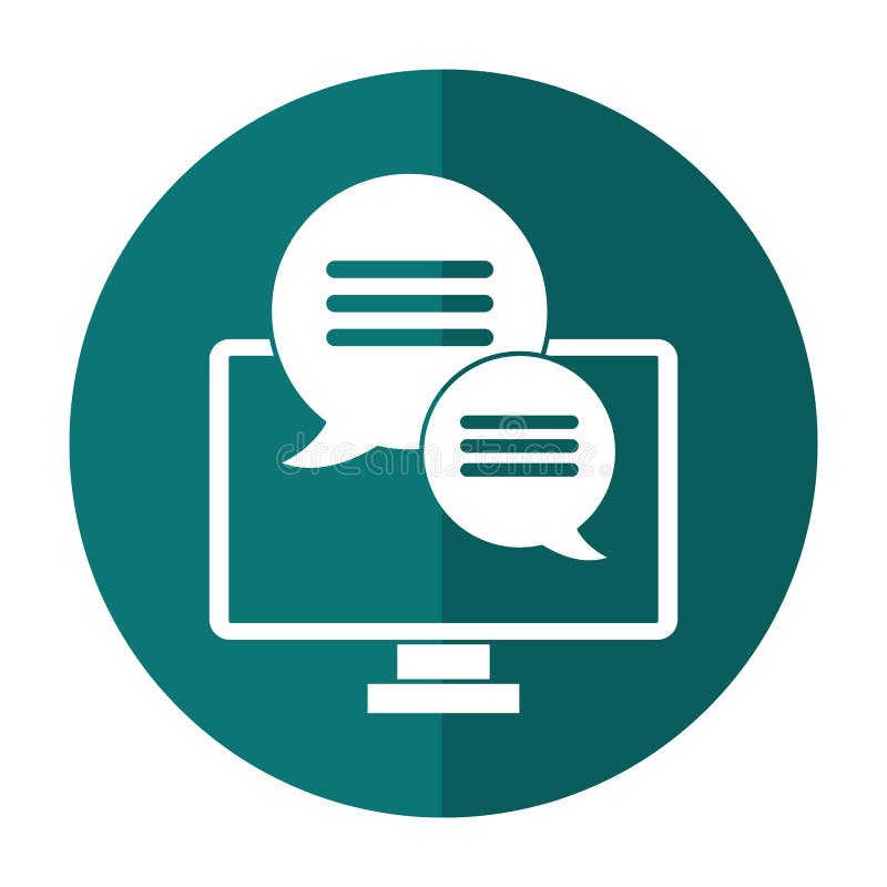 Computer Conversation Communication Bubble Speech Shadow Stock Vector ...