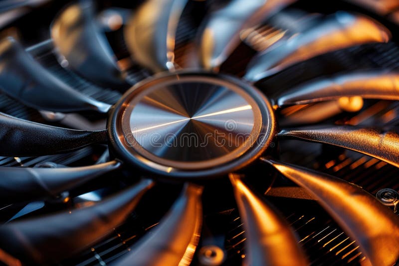 Computer Cooler Fan Closeup. Ai Generative Stock Photo - Image of metal ...
