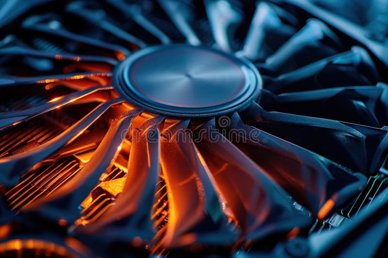 Computer Cooler Fan Closeup. Ai Generative Stock Image - Image of heat ...