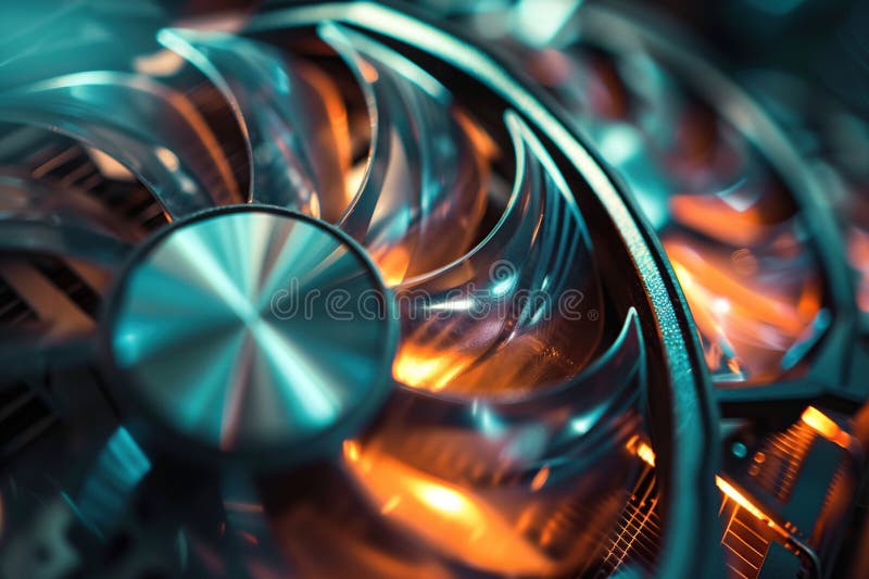 Computer Cooler Fan Closeup. Ai Generative Stock Image - Image of ...