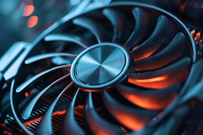 Computer Cooler Fan Closeup. Ai Generative Stock Photo - Image of ...