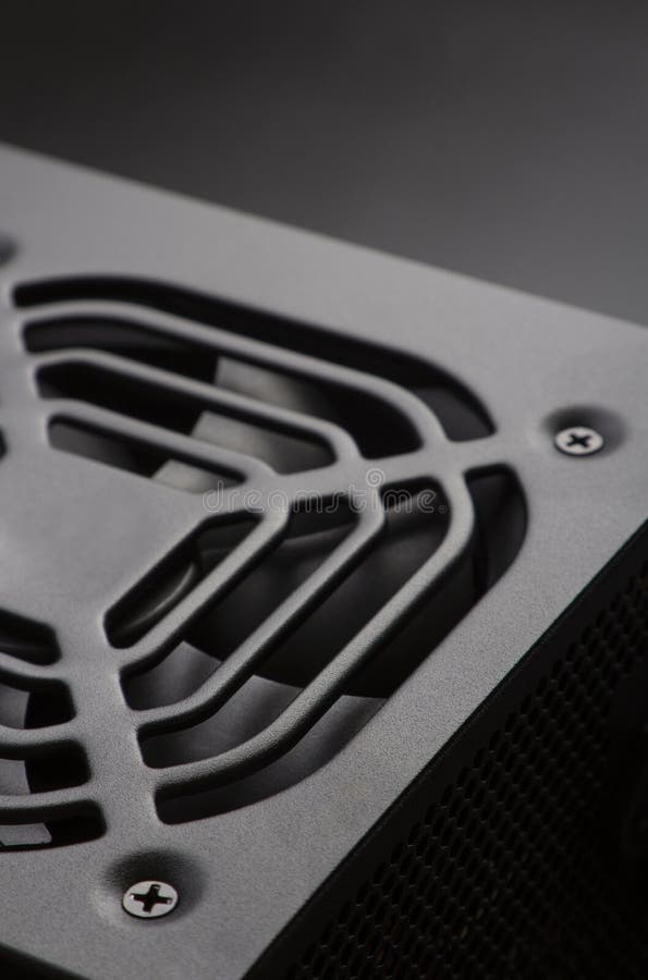Computer Cooler Fan of Power Supply Unit, on Black Background Stock ...
