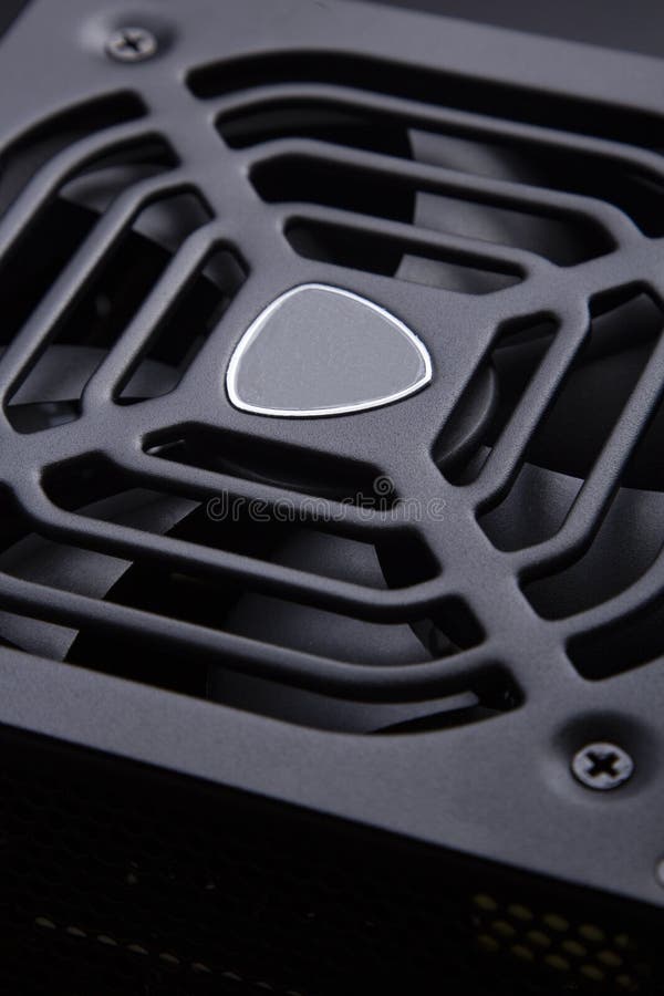 Computer Cooler Fan of Power Supply Unit, on Black Background Stock ...