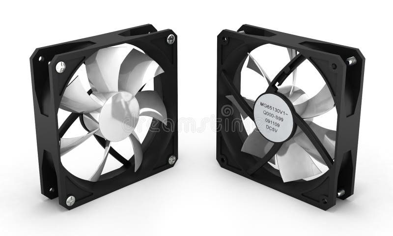 PC or CPU Cooler Fan Isolated on White Background Stock Illustration ...