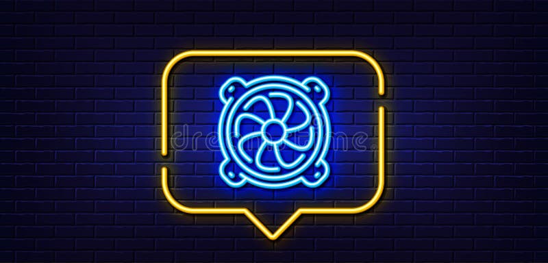 Computer Cooler Line Icon. PC Fan Component Sign. Neon Light Speech ...