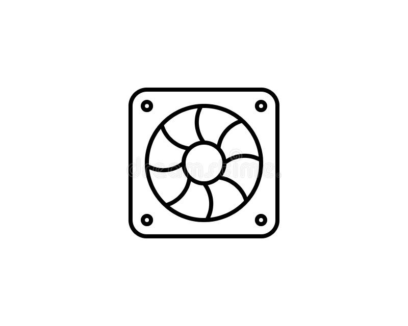 Computer Cooler Linear Icon. Desktop PC Ventilation and Hardware ...