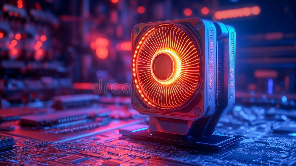 A Computer Cooler with a Radiator Mounted on the Motherboard. the ...