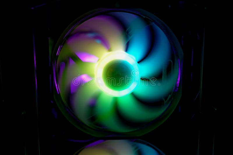 Computer Cooler with RGB LED Light. Computer Circuit Board and CPU ...