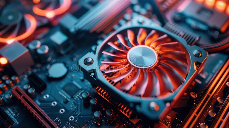 Computer CPU Cooling Radiator Motherboard Close-up Stock Image - Image ...