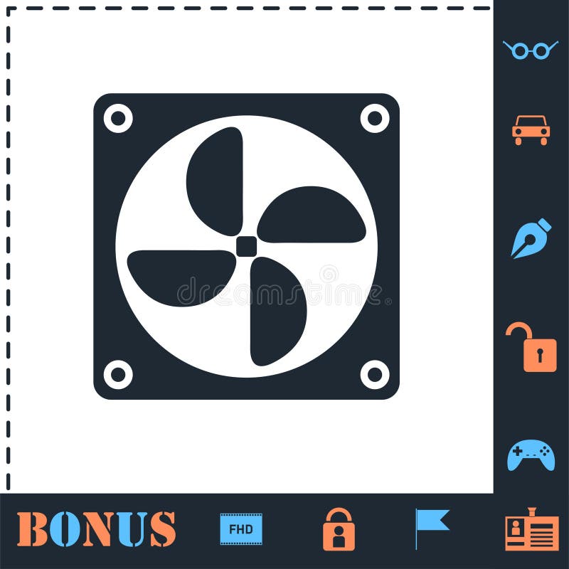Computer Cooling Fan Icon Flat Stock Vector - Illustration of component ...