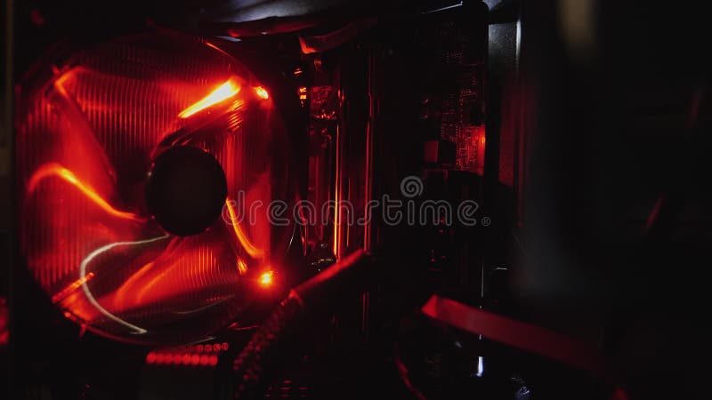 Computer Cooling Fan is Turned on, the Red Light. Stock Video - Video ...