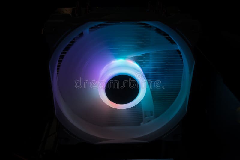 Computer Cooling Fans Illuminated by Internal LEDs Stock Photo - Image ...
