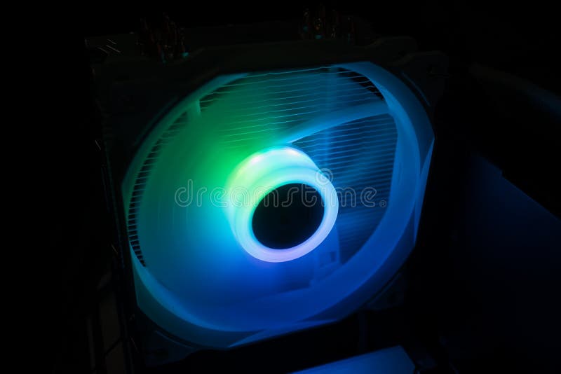 Computer Cooling Fans Illuminated by Internal LEDs Stock Image - Image ...