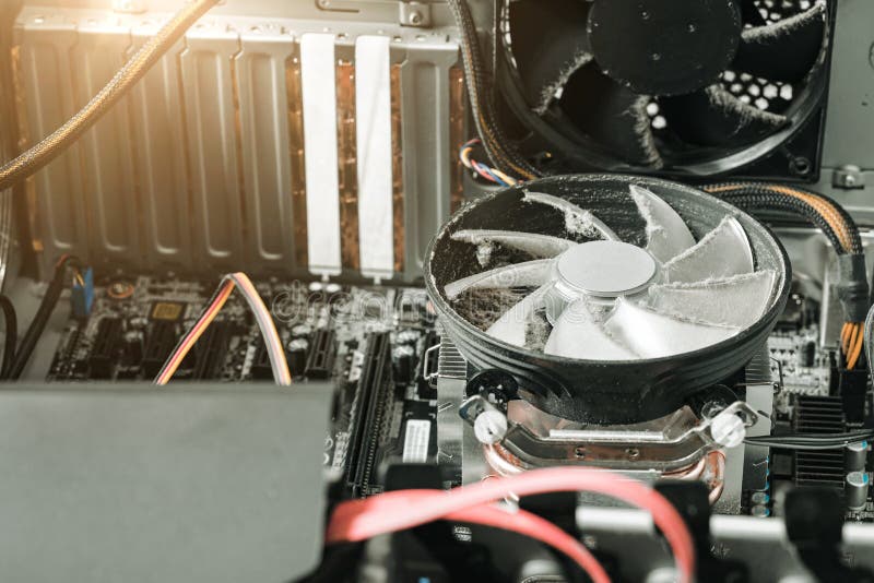 Computer Cooling System Cooler in Dust, Desktop Computer Repair Stock ...