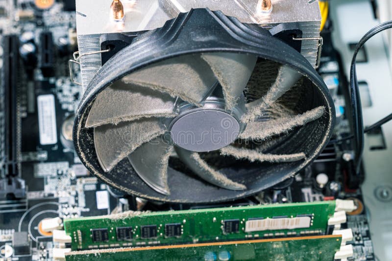 Computer Cooling System Cooler in Dust, Desktop Computer Repair Stock ...