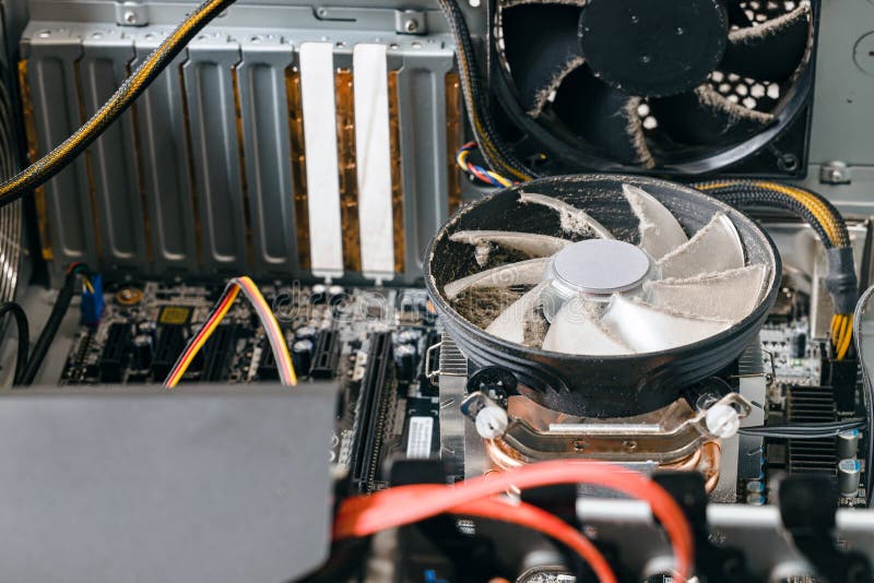 Computer Cooling System Cooler in Dust, Desktop Computer Repair Stock ...