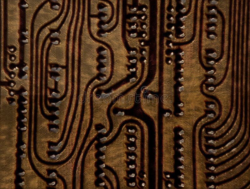 Connections and Pathways of an Old Computer Circuit Board Stock Photo ...