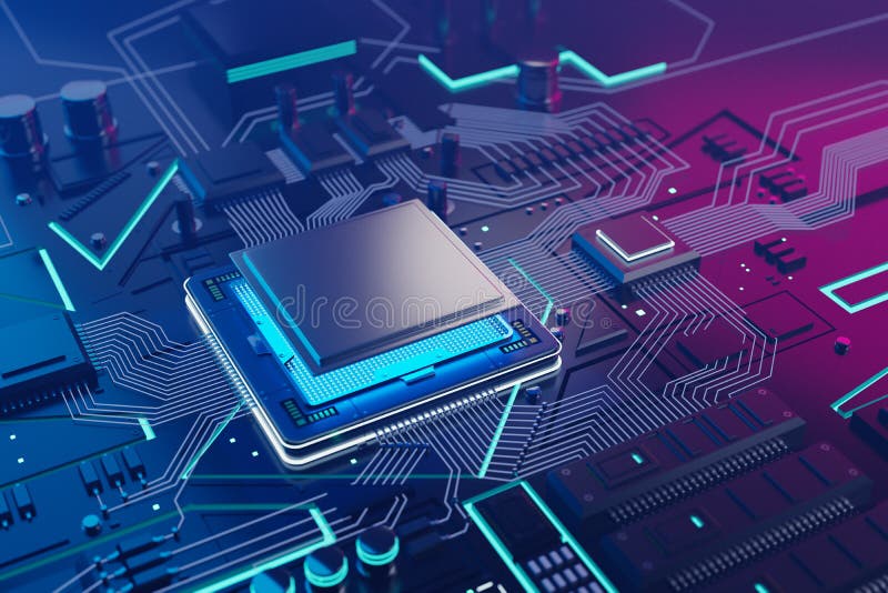 CPU and Computer Chip Concept 3d Illustration Stock Illustration ...