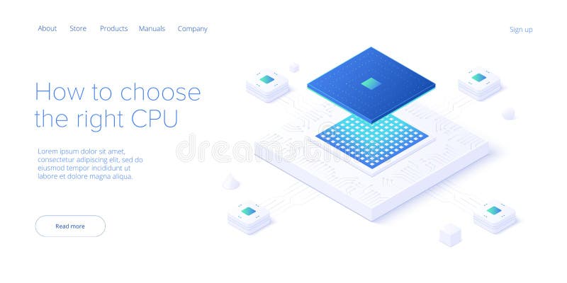 Computer CPU Chip Illustration in Isometric Vector Design ... Computer CPU Chip Illustration in Isometric Vector Design ...