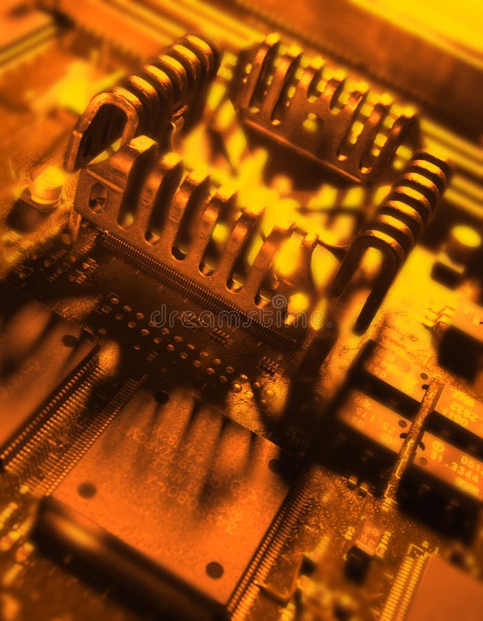 Computer CPU Chip on Motherboard Stock Image - Image of communication ...