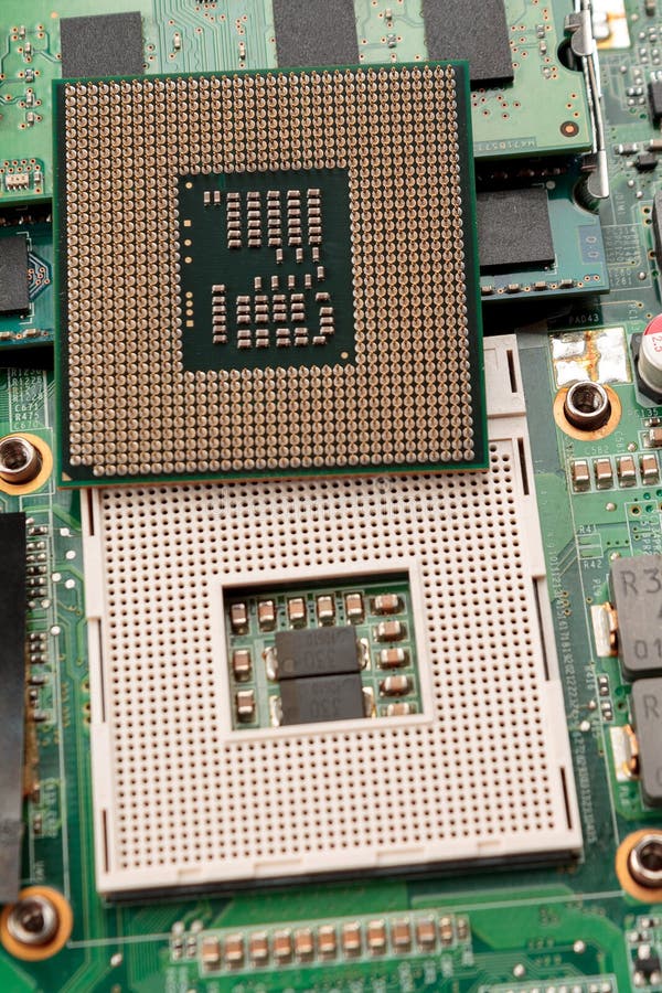 Central Process Unit CPU and Electronic Circuit Surrounded with Online ...