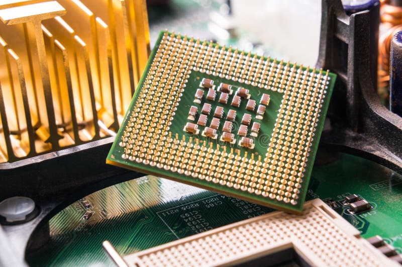 Computer CPU Component Close Up Stock Image - Image of futuristic, blue ...