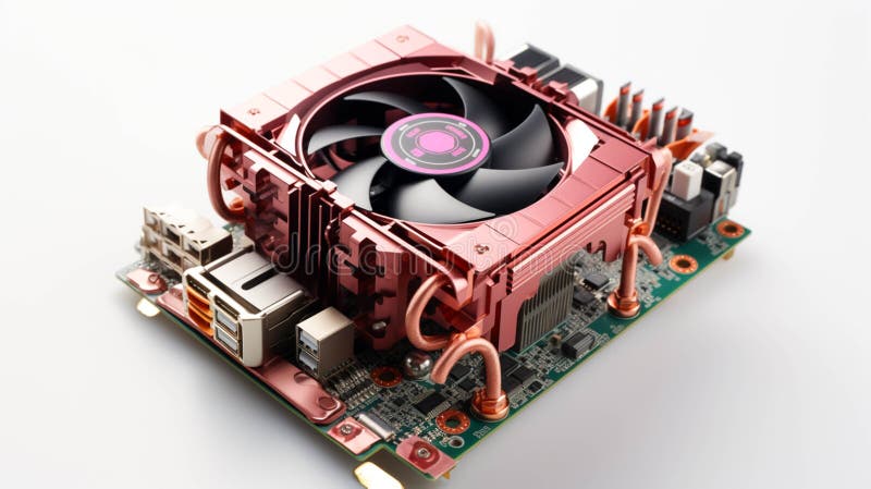 Computer CPU Cooler Isolated on White Stock Image - Image of electric ...