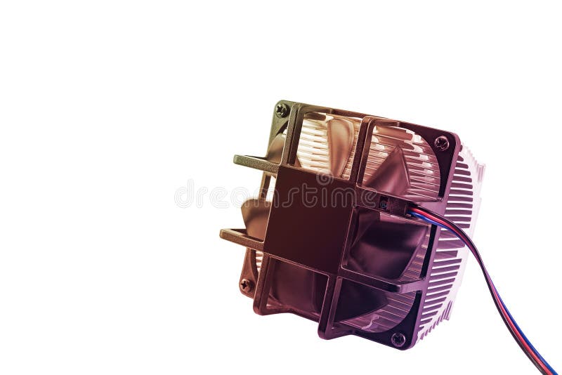 Computer CPU Cooling System. Fan and Radiator Isolated on White Stock ...