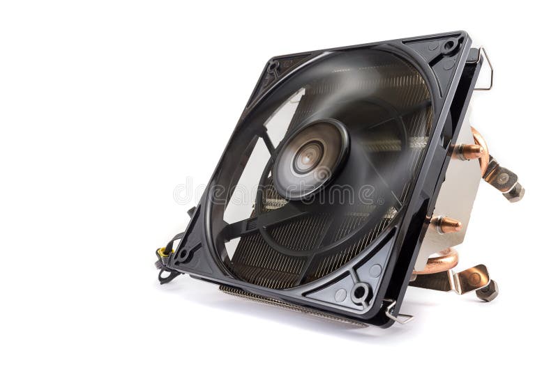 Computer CPU Cooling System. Fan and Radiator Isolated on White Stock ...