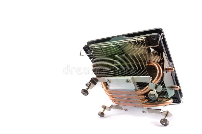 Computer CPU Cooling System. Fan and Radiator Isolated on White Stock ...