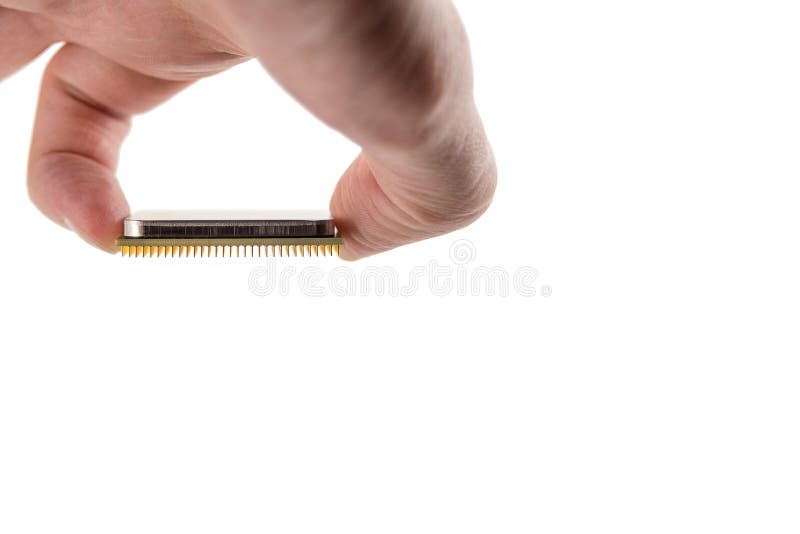 Computer CPU in Hand Close-up Isolated Stock Image - Image of front ...