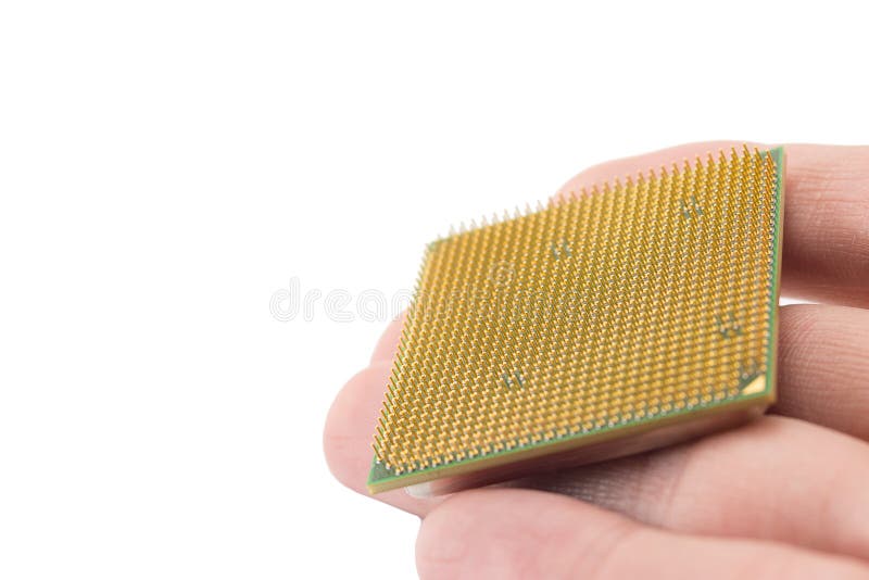 Computer CPU in Hand Close-up Isolated Stock Photo - Image of element ...