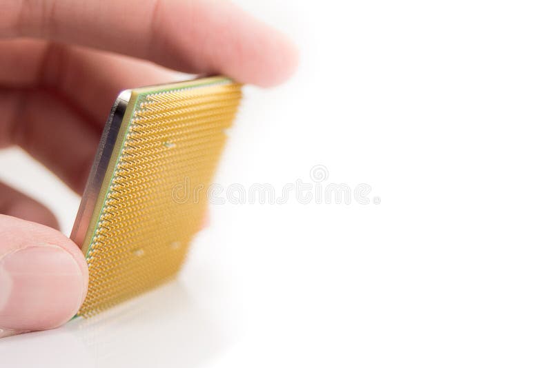CPU in Hand Close-up Isolated Stock Image - Image of modern, microchip ...