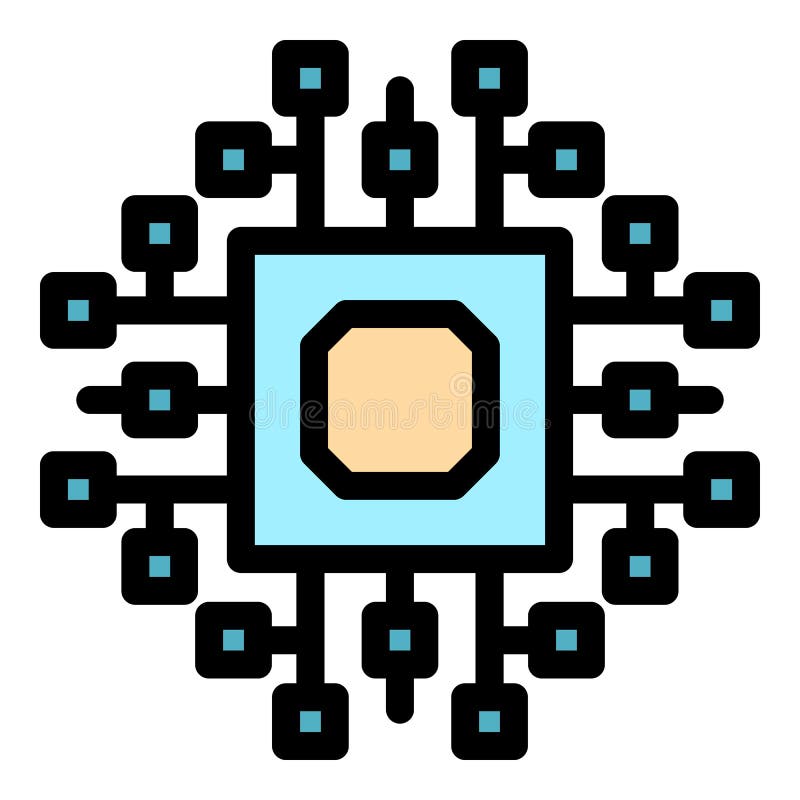 Computer Cpu Icon Color Outline Vector Stock Vector - Illustration of ...