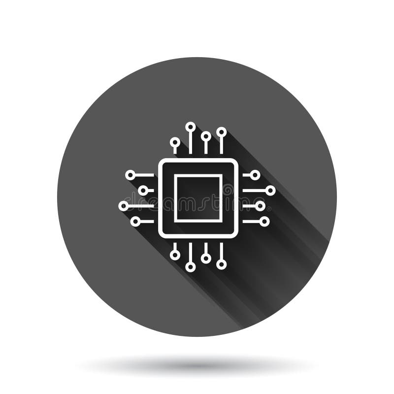 Computer Cpu Icon in Flat Style. Circuit Board Vector Illustration on ...