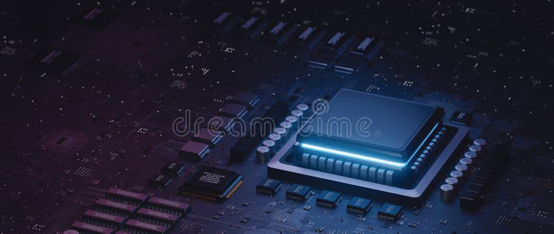 Computer CPU on Mother Board. for Technology Background Stock ...